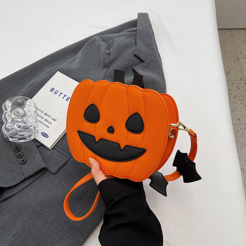 Lushandy Halloween Pumpkin Crossbody Bag for Women Novelty Pumpkin Purse Halloween Devil Shoulder Bag Funny Crossbody Purse