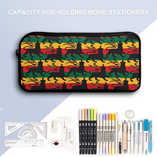 Rastafarian Lion Flag Pencil Case Makeup Bag Big Capacity Pouch Organizer for Office College