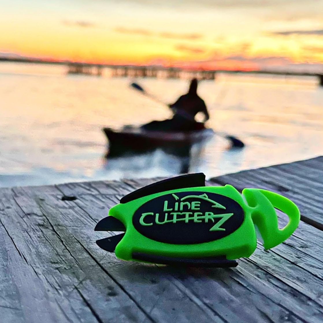 LINE CUTTERZ Patented Dual Hybrid Ceramic Cutter + Stainless Steel Micro Scissors Fishing Line Clipper - Glow-in-the-Dark