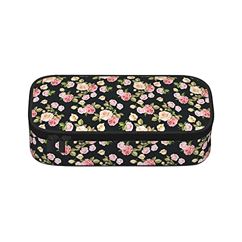 Gocerktr Floral Pencil Case Large Capacity Pencil Bag Double Zippers Pen Bag with Compartments Multifunction Makeup Bag for Women