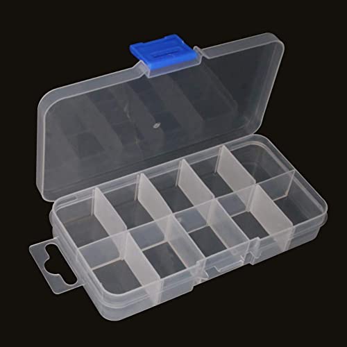 Jutagoss Plastic String Organizer Box With Dividers, 5.12x2.76x0.87 inch, 10 Mpartment Craft Storage Containers, 1PCS Bead Tackle Bolt Screw Small Parts Rock Collection Box.