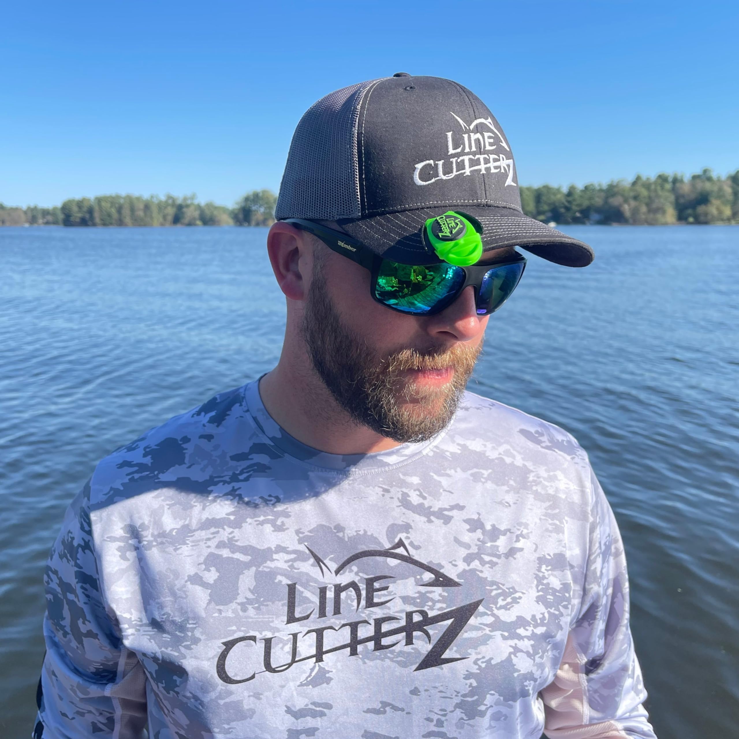 LINE CUTTERZ Patented Dual Hybrid Ceramic Cutter + Stainless Steel Micro Scissors Fishing Line Clipper - Glow-in-the-Dark