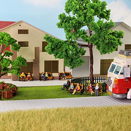 Hiawbon 50 Pcs People Figurines Set Tiny Sitting and Standing Delicate Hand Painted People Model Train Park Street People Figures for Miniature Scenes,1:87 Scale