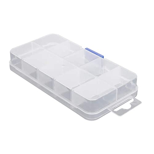 Jutagoss Plastic String Organizer Box With Dividers, 5.12x2.76x0.87 inch, 10 Mpartment Craft Storage Containers, 1PCS Bead Tackle Bolt Screw Small Parts Rock Collection Box.