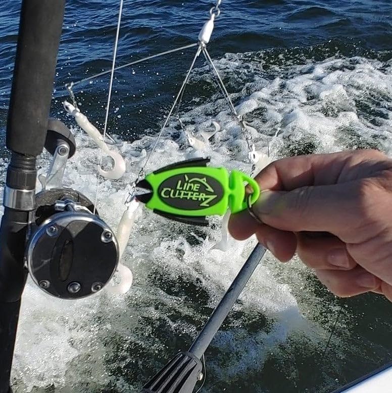 LINE CUTTERZ Patented Dual Hybrid Ceramic Cutter + Stainless Steel Micro Scissors Fishing Line Clipper - Glow-in-the-Dark
