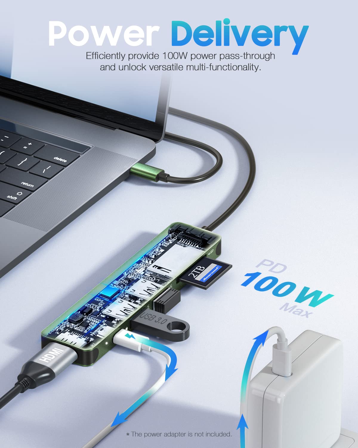 Hiearcool USB C Hub, USB-C Adapter, 7 in 1 USBC to HDMI Multi-Port Adapter Dongle Compatible for Thunderbolt 3 4 MacBook Pro Air Dell Lenovo HP Laptops and Other Type C Devices-Green