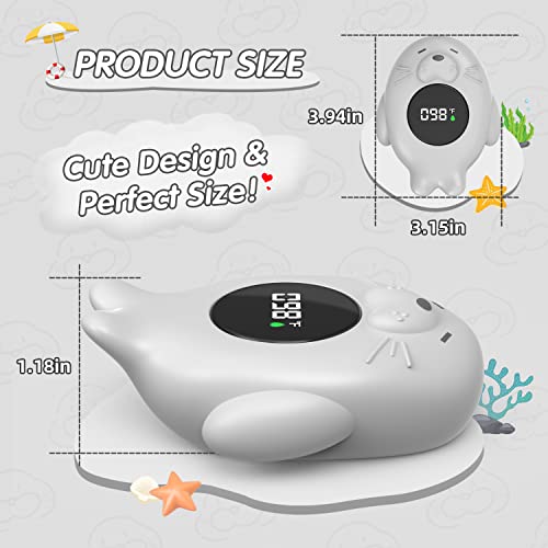 Baby Bath Thermometer Safety, Auto ON/Off Waterproof Bathtub Thermometer with Temperature Warning, Rubber Sea Otter Pool Floating Toy for Infant Toddler Bathing
