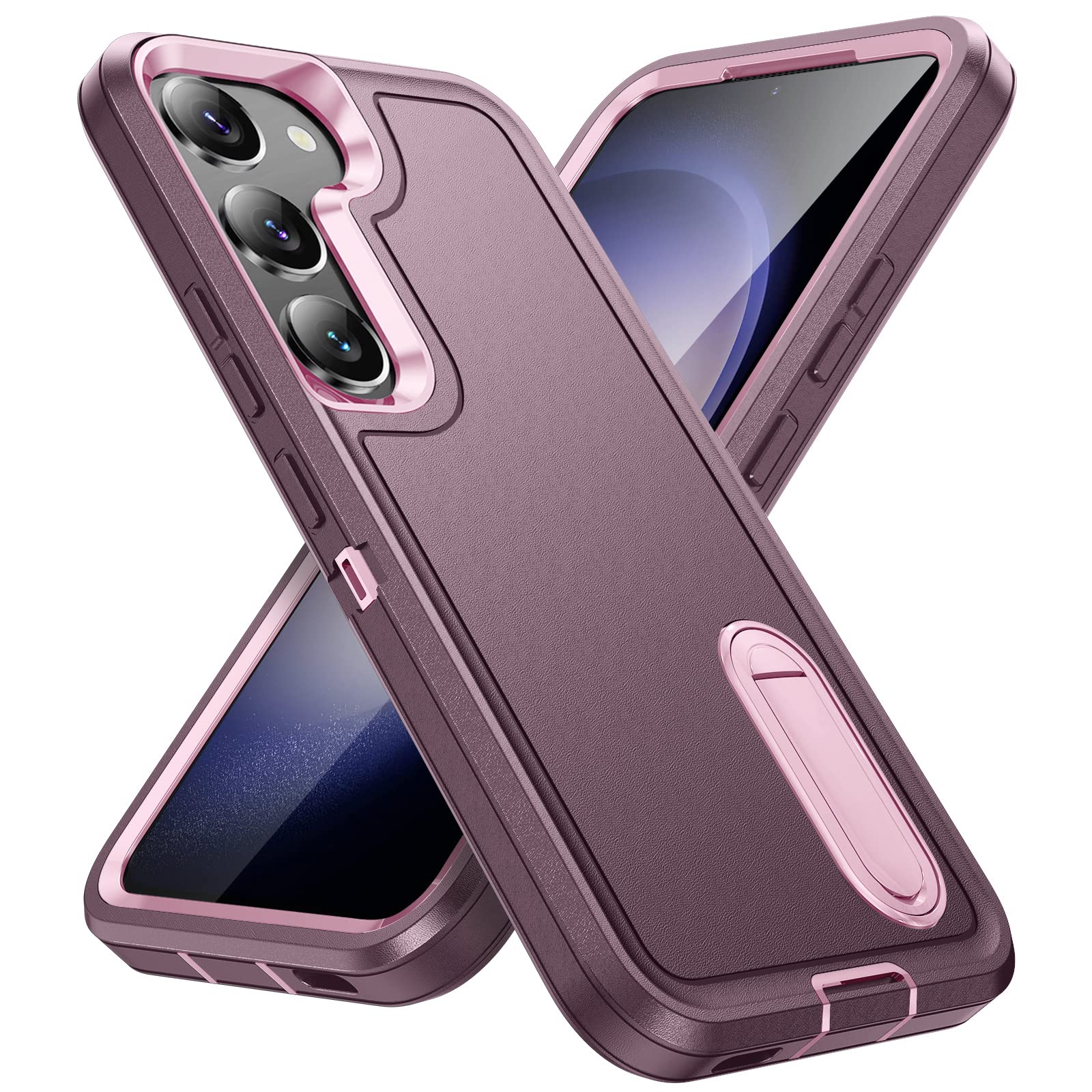 BaHaHoues Samsung Galaxy S23+ Plus Case, Shockproof/DropProof Military Grade Protective Cover with Built in Kickstand, Wireless Charging Compatible, Night Purple/Baby Pink