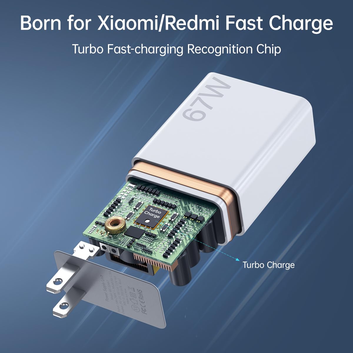 67W for Xiaomi Charger Turbo Fast Wall Block for Xiaomi Mi 14 13 12 13t 12t 12s Pro Lite Redmi Note K60 K50 11 11s 12 Pro Plus Poco X6 F5 X5 F4 X4 Gt Black Shark 3 4 Pro 5ft Hypercharge Type C Cable