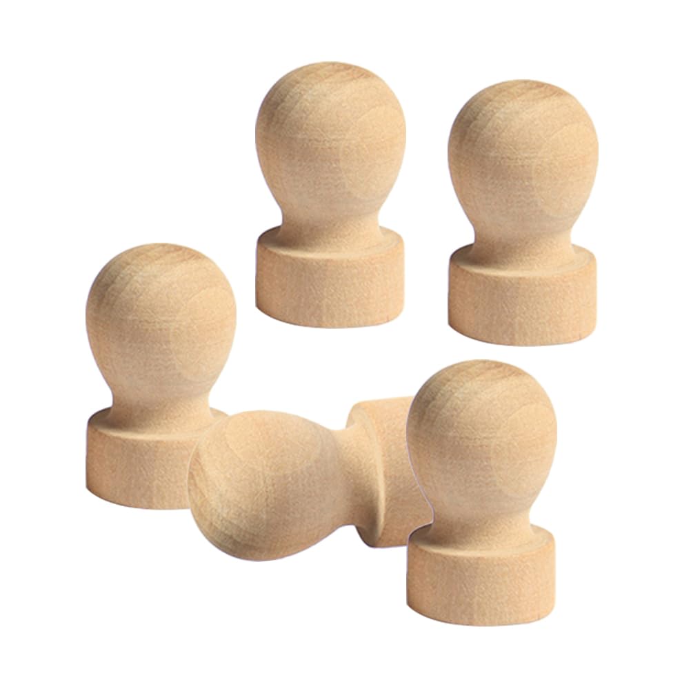 Healifty 5pcs 2.5cm Stamp Wooden Round Handle DIY Stamp Wood knobs,Drawer pulls and knobs for Scrapbooking Craft Card Diary