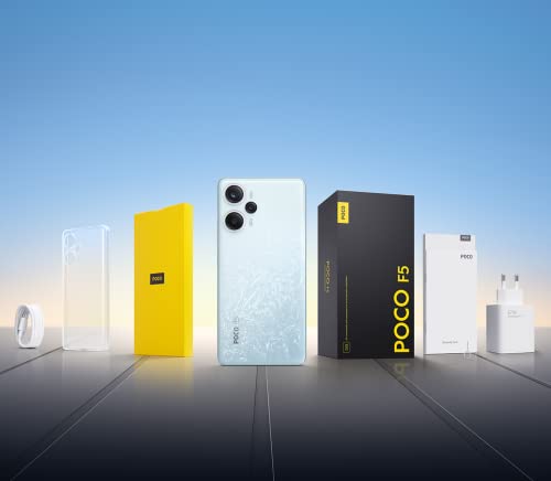Xiaomi Poco F5 5G + 4G LTE 256GB + 12GB Global Version Unlocked 6.67" 120Hz 64Mp Triple Camera (Tmobile Mint Tello Metro USA Market) + (w/Fast Car 51W Charger Bundle) (White (Global))