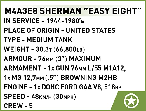 COBI Historical Collection M4A3E8 Sherman Tank