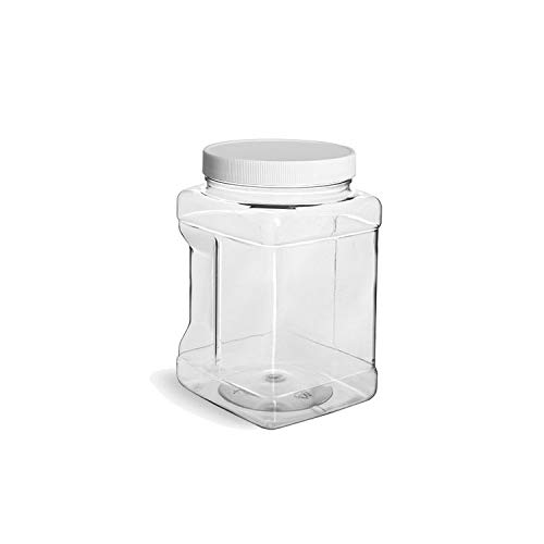 TFD Supplies 3 Pack Plastic Storage Tubs with Lids, EZ Grip, 64oz, 1/2 Gallon, Clear Plastic Storage Tubs with White Spin Lids