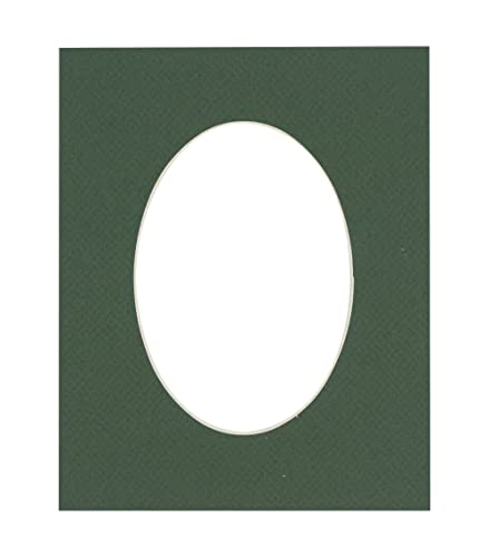 11.7x16.5 Mat Bevel Cut for 8.5x11 Photos - Precut Hunter Green Oval Shaped Photo Mat Board Opening - Acid Free Matte to Protect Your Pictures - Bevel Cut for Family Photos, Pack of 1 Matboard Show
