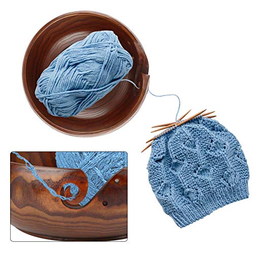 Yarn Bowl, Wooden Knitting Bowl-Large for Knitting and Crocheting, Wood Yarn Holder