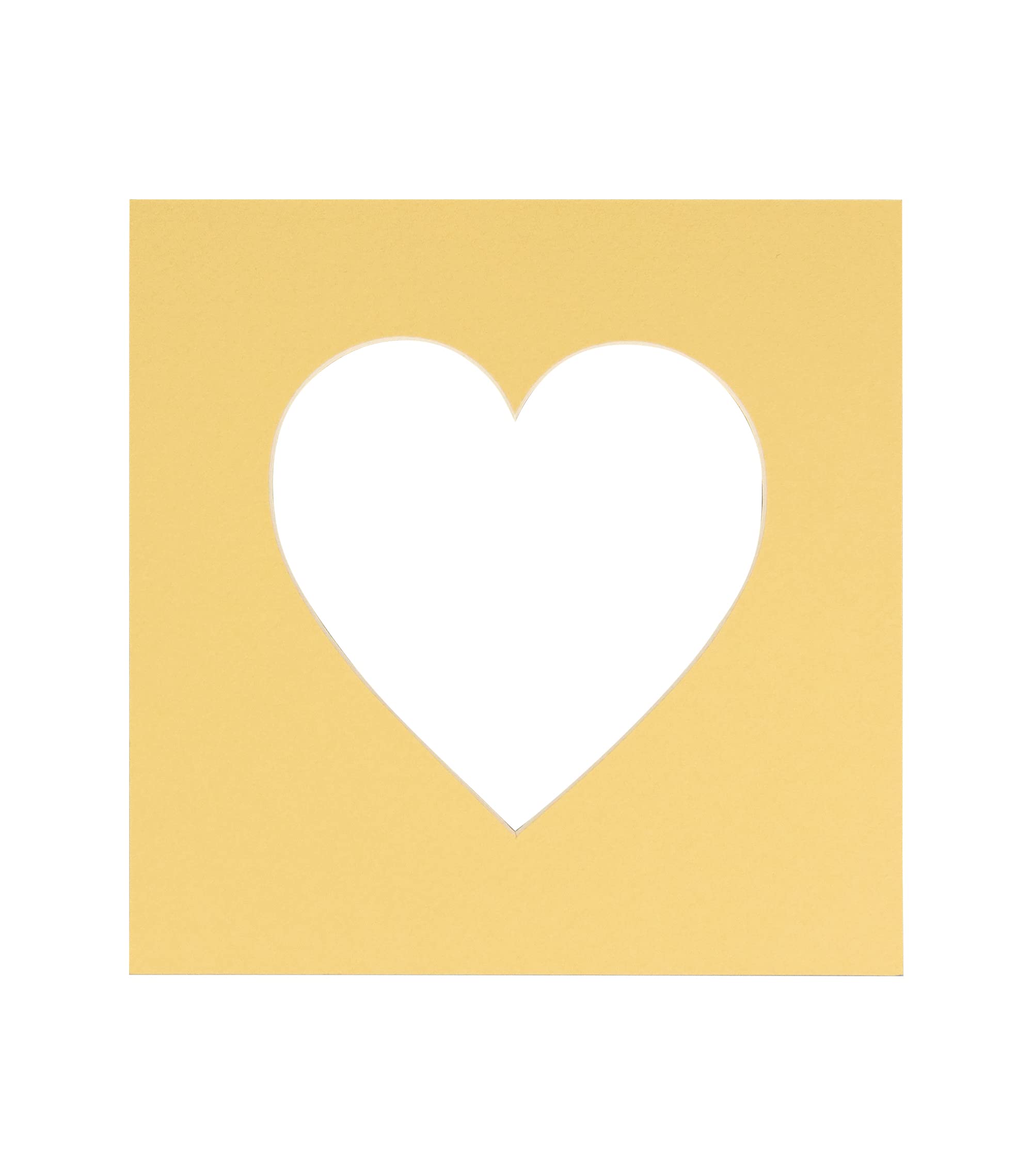 6x6 Mat Bevel Cut for 3x3 Photos - Precut Marzipan Beige Heart Shaped Photo Mat Board Opening - Acid Free Matte to Protect Your Pictures - Bevel Cut for Family Photos, Pack of 1 Matboard Show Kit With