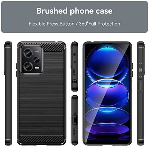 Case For Redmi Note 12 Pro,Xiaomi Poco X5 Pro Case,TPU Carbon fiber Soft Silicone Bumpers Protective Cover Anti-Scratch Shockproof Phone Case For Redmi Note 12 Pro 5G/Xiaomi Poco X5 Pro (Lasi Black)