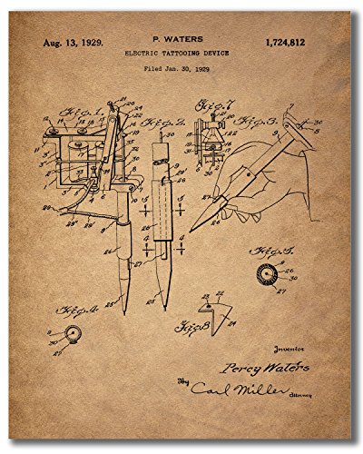 Tattoo Artist Patent Prints - Set Of 4 Vintage Wall Art Photos