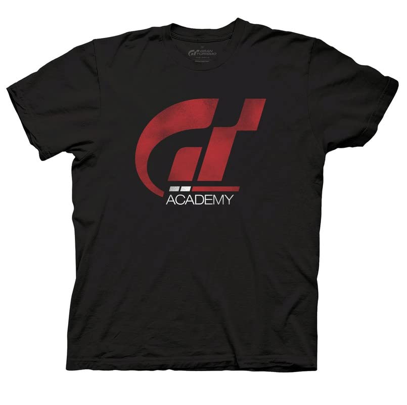 Ripple Junction Gran Turismo Men’s Short Sleeve T-Shirt Racing Academy PlayStation Inspired Game Movie Logo Large Black