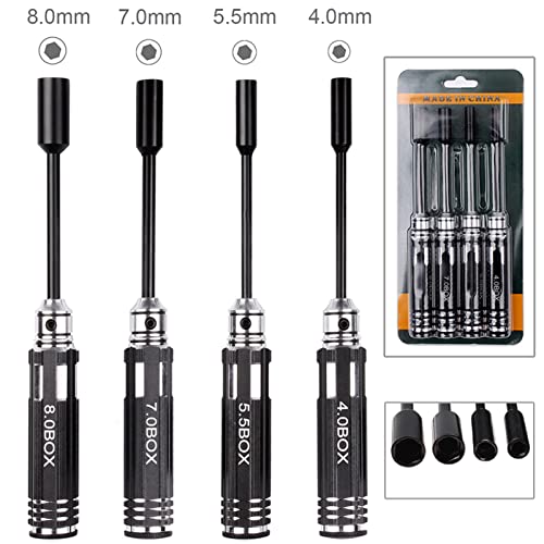 Hobbypark Hex Driver Set (1.5mm 2.0mm 2.5mm 3.0mm), Hex Nut Driver Set(4.0/5.5/7.0/8.0mm) Screwdriver Kit, 17mm Wheel Wrench, RC Screw Tray, Turnbuckle Wrench, RC Repair Tools Kit for RC Cars