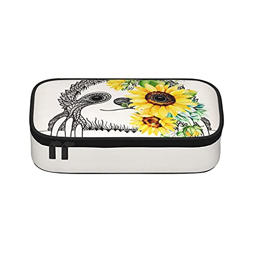 NiuKom Sloth Sunflower Pencil Case Pen Pouch Bag Marker Desk Organizer Pencil Holder with Zipper Big Capacity College Middle School & Office Supplies Stationery
