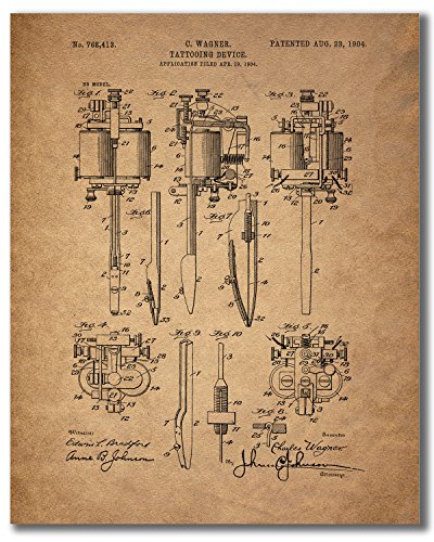 Tattoo Artist Patent Prints - Set Of 4 Vintage Wall Art Photos