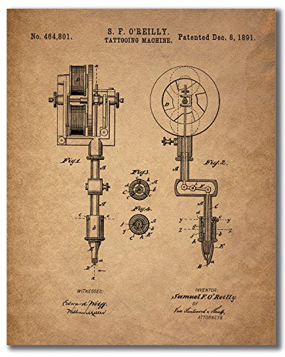 Tattoo Artist Patent Prints - Set Of 4 Vintage Wall Art Photos