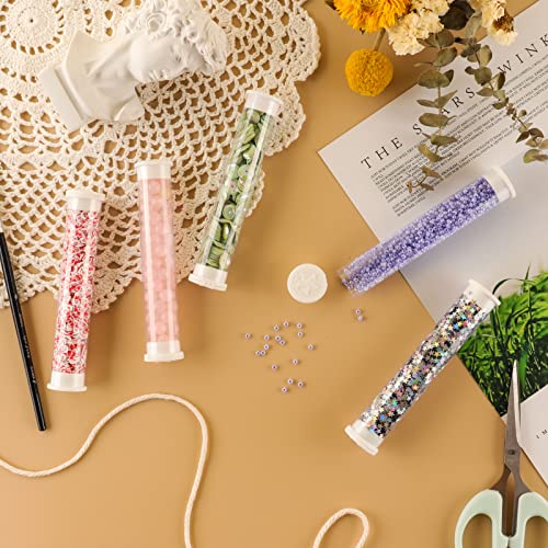 10 PCS Clear Plastic Tube Bead Containers,Transparent Plastic Empty Storage Tube Bead Container Set Organizer Boxes with Lid Test Bottles Clear Embellishment Storage Tubes for Crafts Storage Projects