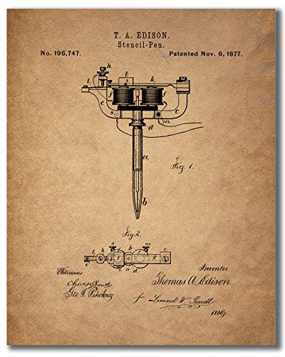 Tattoo Artist Patent Prints - Set Of 4 Vintage Wall Art Photos