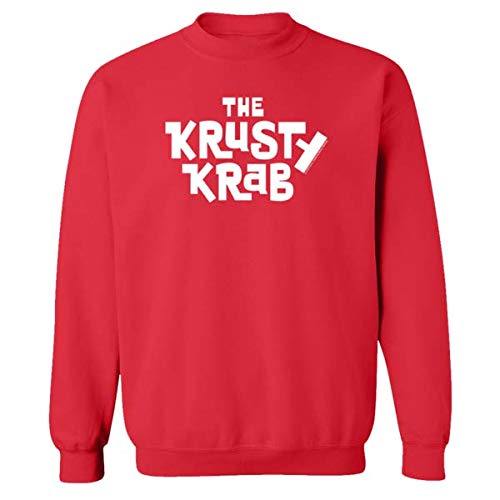 SpongeBob SquarePants The Krusty Krab Logo Fleece Crewneck Sweatshirt - Red - XL