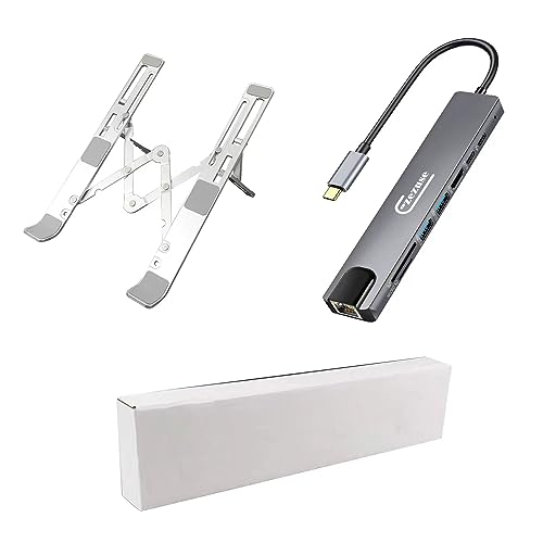8 in 1 USB C Hub with 4K 30Hz HDMI Port,1 x USB-A 3.0/1 x USB-A 2.0 and 2 x 100W USB-C Port, Ethernet, SD/TF for Dell/Surface/HP/Lenovo Laptops
