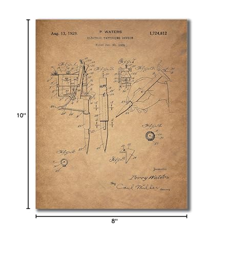 Tattoo Artist Patent Prints - Set Of 4 Vintage Wall Art Photos