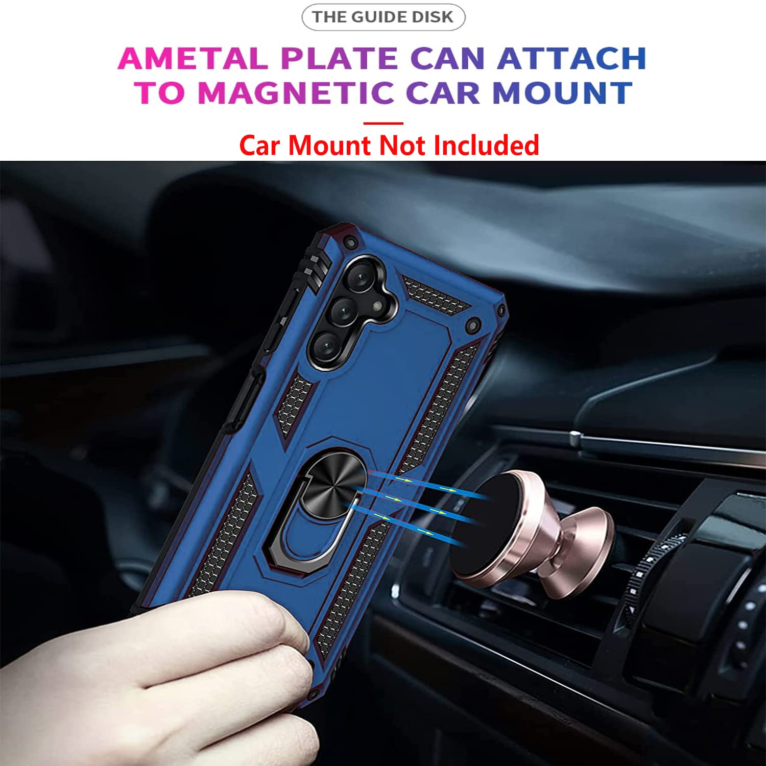 STARSHOP Galaxy A13 5G Phone Case, Samsung Galaxy A13 5G Case, with [Tempered Glass Screen Protector Included], Military Grade Shockproof Drop Protection Phone Cover with Metal Ring Kickstand - Navy