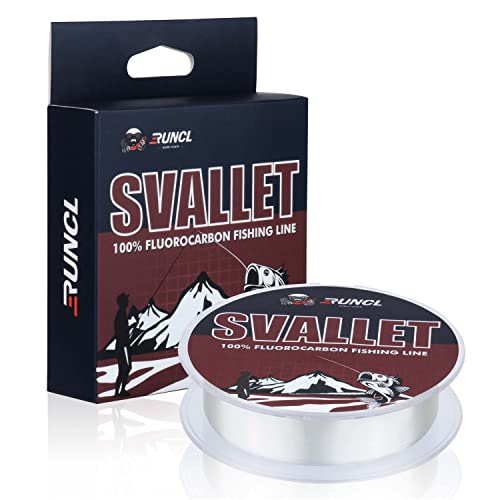 RUNCL 100% Fluorocarbon Fishing Line, 50Yds 2-80LB, High Sensitivity, Abrasion Resistance, Invisible Underwater, Sinks Faster, for Freshwater, Saltwater, Ice Fishing