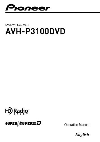 Instruction Manual for Pioneer AVH-P3100DVD AV Receiver Owners Instruction Manual Reprint