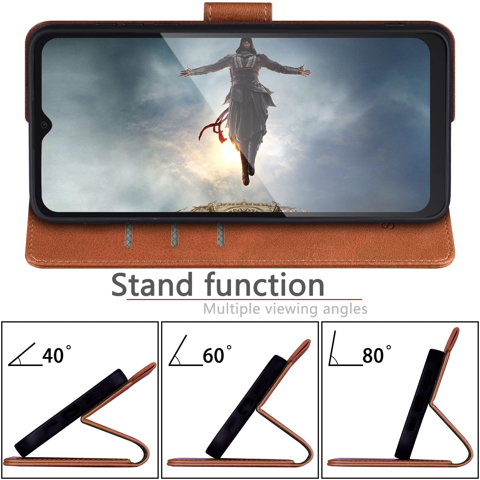 SUANPOT for Samsung Galaxy A54 5G Wallet case with RFID Blocking Credit Card Holder,Flip Book PU Leather Protective Cover Women Men for Samsung A54 Phone case Light Brown