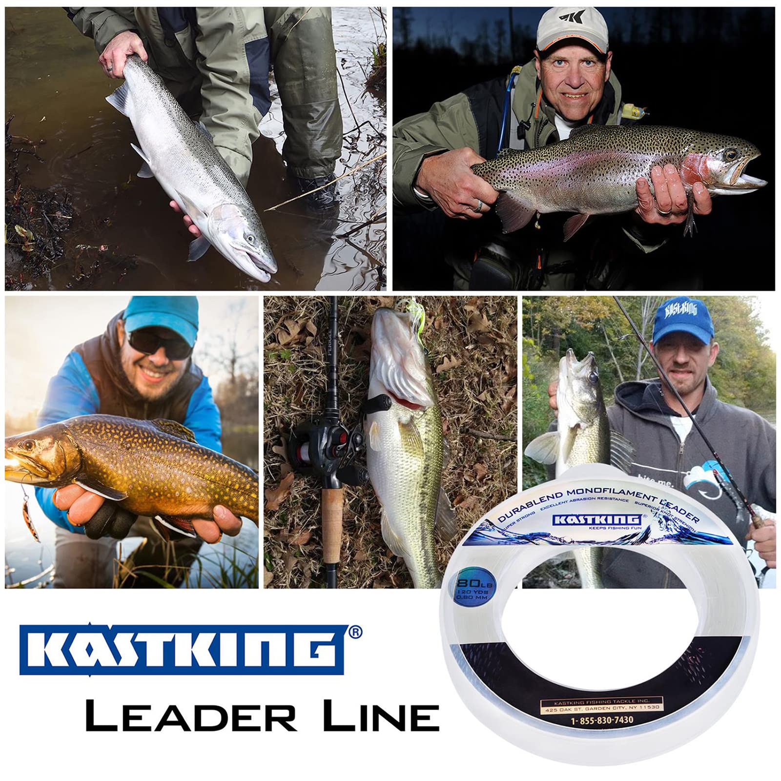 KastKing DuraBlend Monofilament Leader Line, 120Yds/110m, Clear - 60 LB (27.2KG)