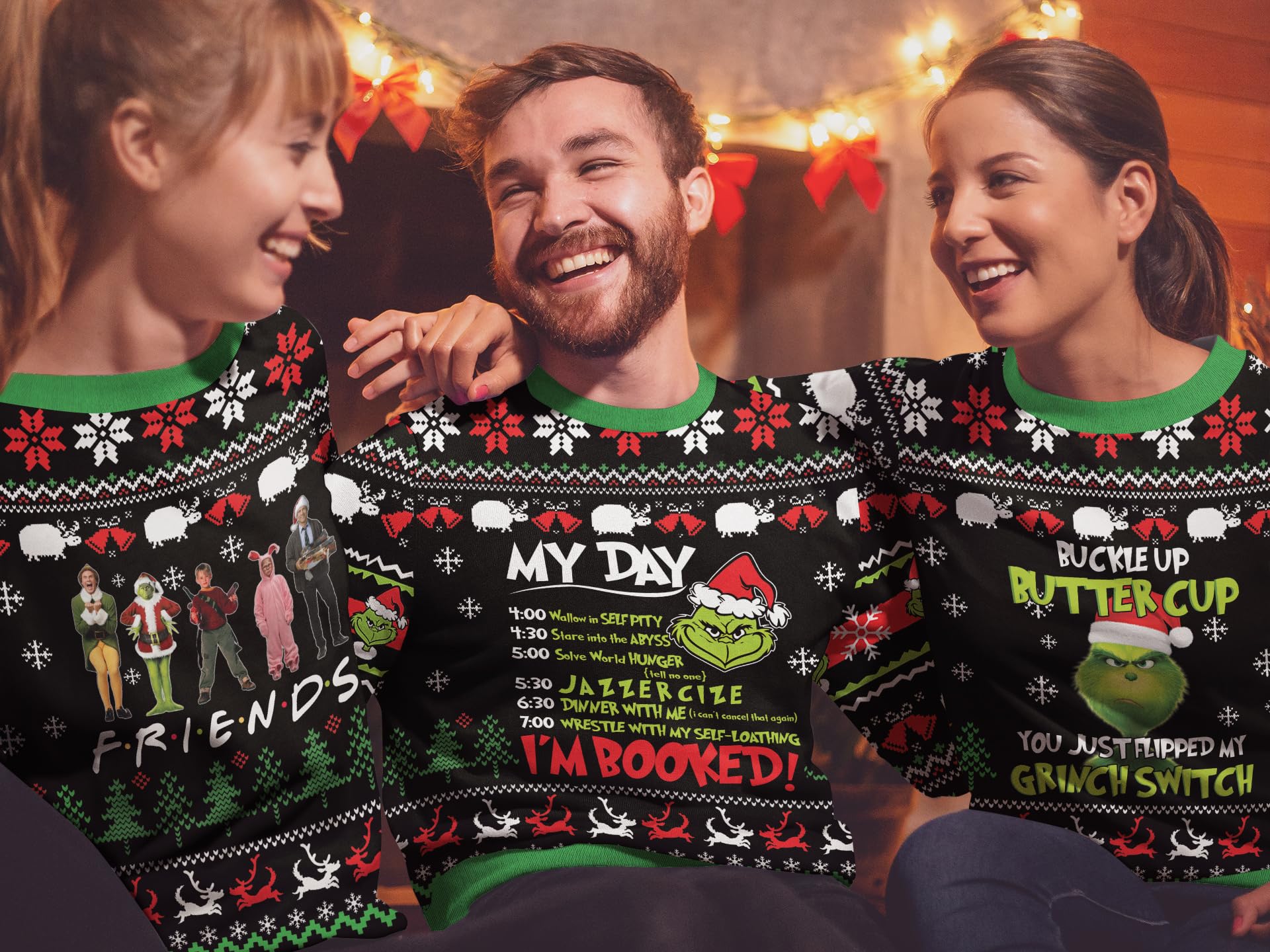 My Day I'm Booked Funny Christmas Sweatshirt, Unisex 3D Xmas Print Crew Neck Pullover Sweatshirt for Men Women