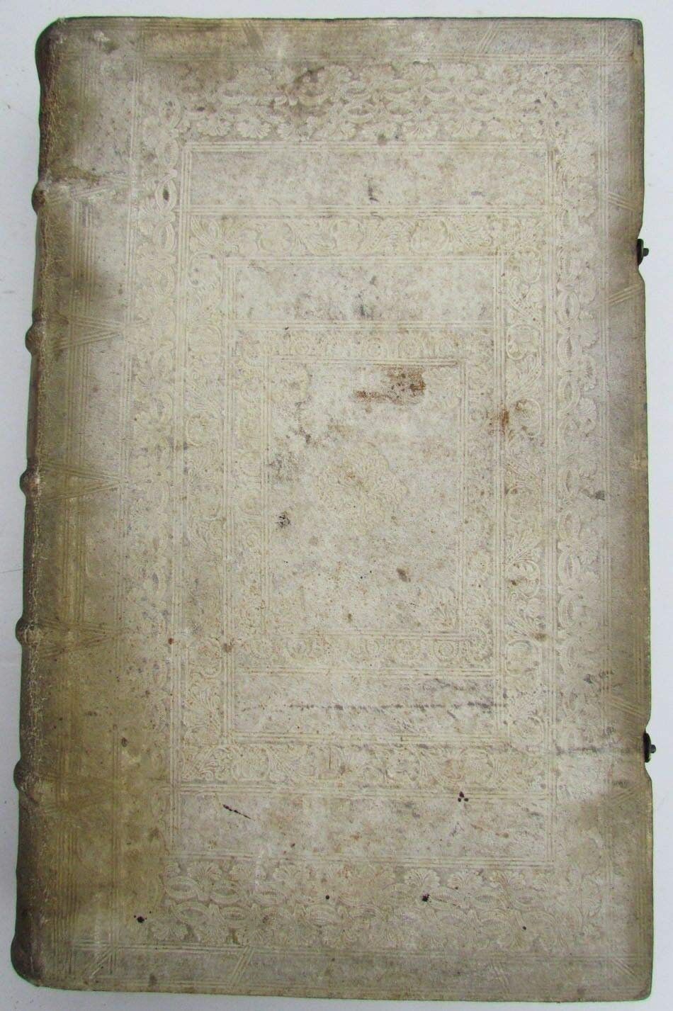 1694 BLIND-STAMPED PIGSKIN OVER WOODEN BOARDS FOLIO ANNALES ECCLESIASTICI