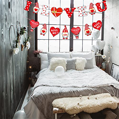 I Love You Gnomes Banner, Valentine's Day Decorations Banners Wedding Anniversary Engagement Banners Garland Photo Props Banner for Party Home Decorations