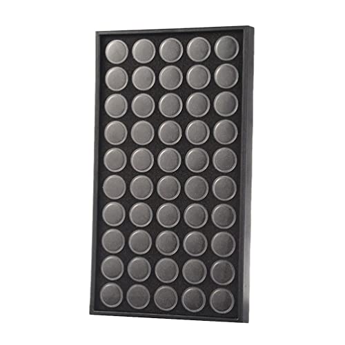 KALLORY Diamonds for Nails Clear Plastic Round Storage Box 50 Grids Craft Gem Beads Display Storage Case Jewelry Organizer Container for Nail Glitter Rhinestone Crystal Accessories Black