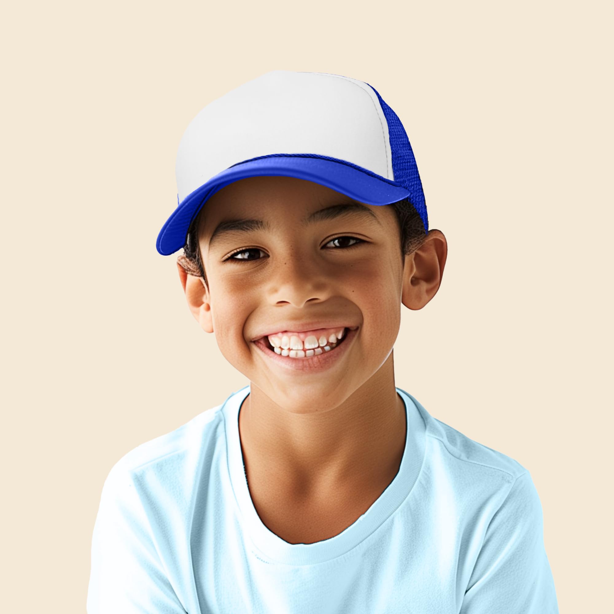 DALIX Mesh Youth Cap in Royal Blue and White