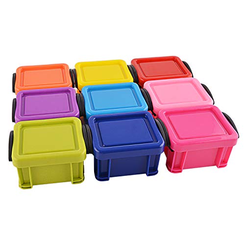 TYHY 9 Colors Cute Candy Mini Storage Clip Lock Receive Box for Office or Home Use. to Keep Candy Hairpin Earrings or Coin-Pack of 9