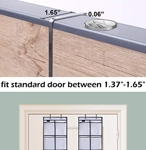 MISSLO Over The Door Shoe Organizer 12 Large Mesh Pockets Hanging Narrow Closet Door, White, 2 Pack