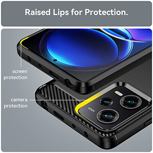 Case For Redmi Note 12 Pro,Xiaomi Poco X5 Pro Case,TPU Carbon fiber Soft Silicone Bumpers Protective Cover Anti-Scratch Shockproof Phone Case For Redmi Note 12 Pro 5G/Xiaomi Poco X5 Pro (Lasi Black)