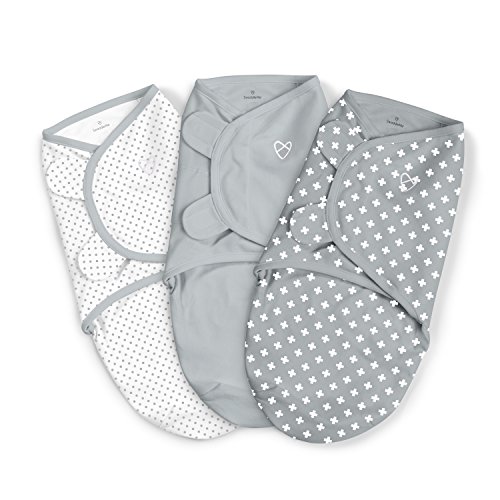 SwaddleMe Original Swaddle - Size Small/Medium, 0-3 Months, 3-Pack (Criss Cross Polka Dot) Easy to Use Newborn Swaddle Wrap Keeps Baby Cozy and Secure and Helps Prevent Startle Reflex