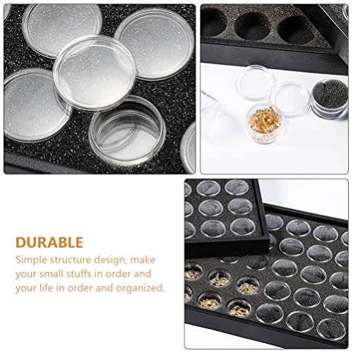 KALLORY Diamonds for Nails Clear Plastic Round Storage Box 50 Grids Craft Gem Beads Display Storage Case Jewelry Organizer Container for Nail Glitter Rhinestone Crystal Accessories Black