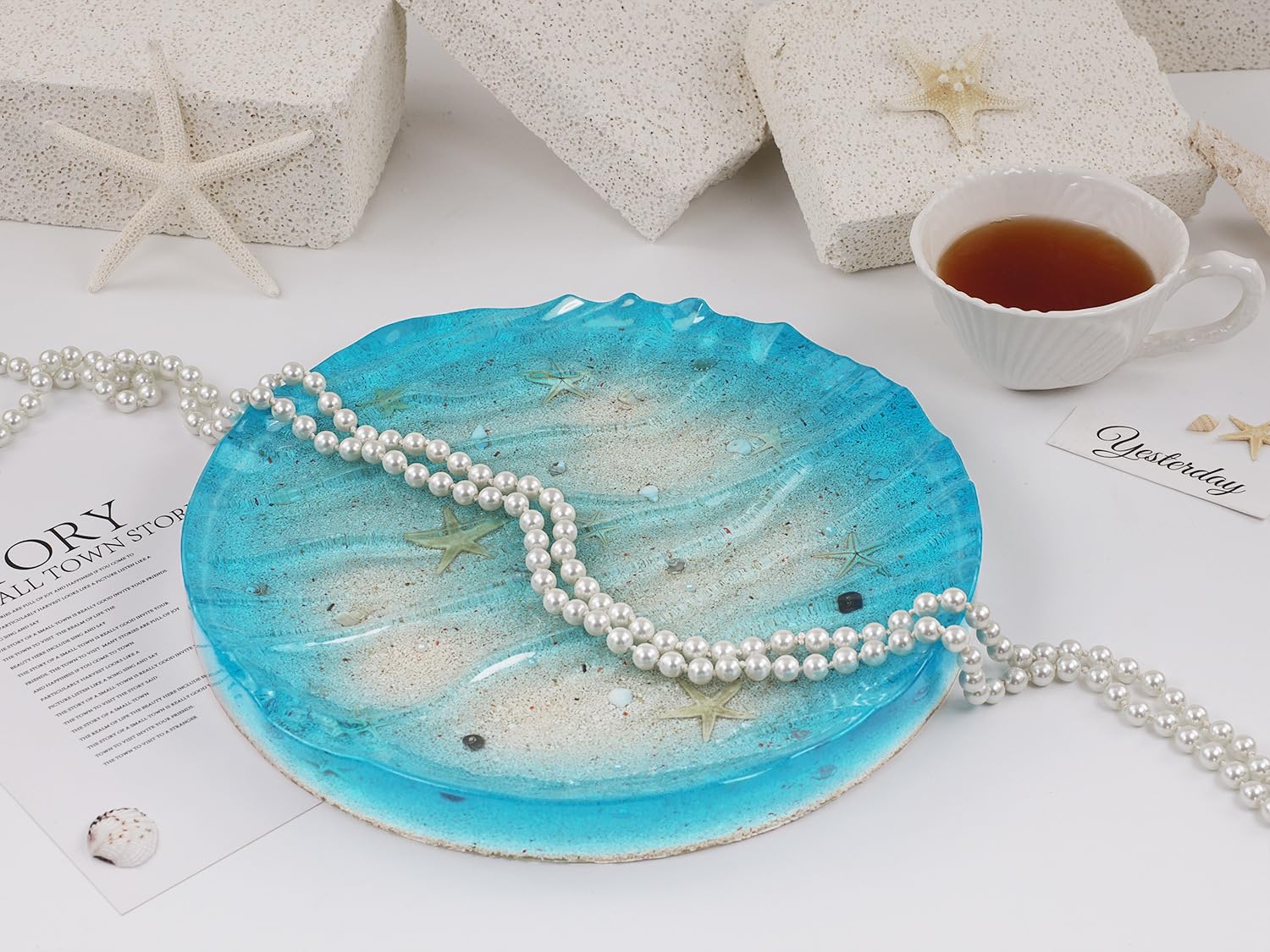 Yalulu 2Pcs Ocean Wave Tray Silicone Resin Mold, Geode Agate Platter Epoxy Silicone Casting Molds, Silicone Tray Resin Mold Plate Epoxy Resin Mold