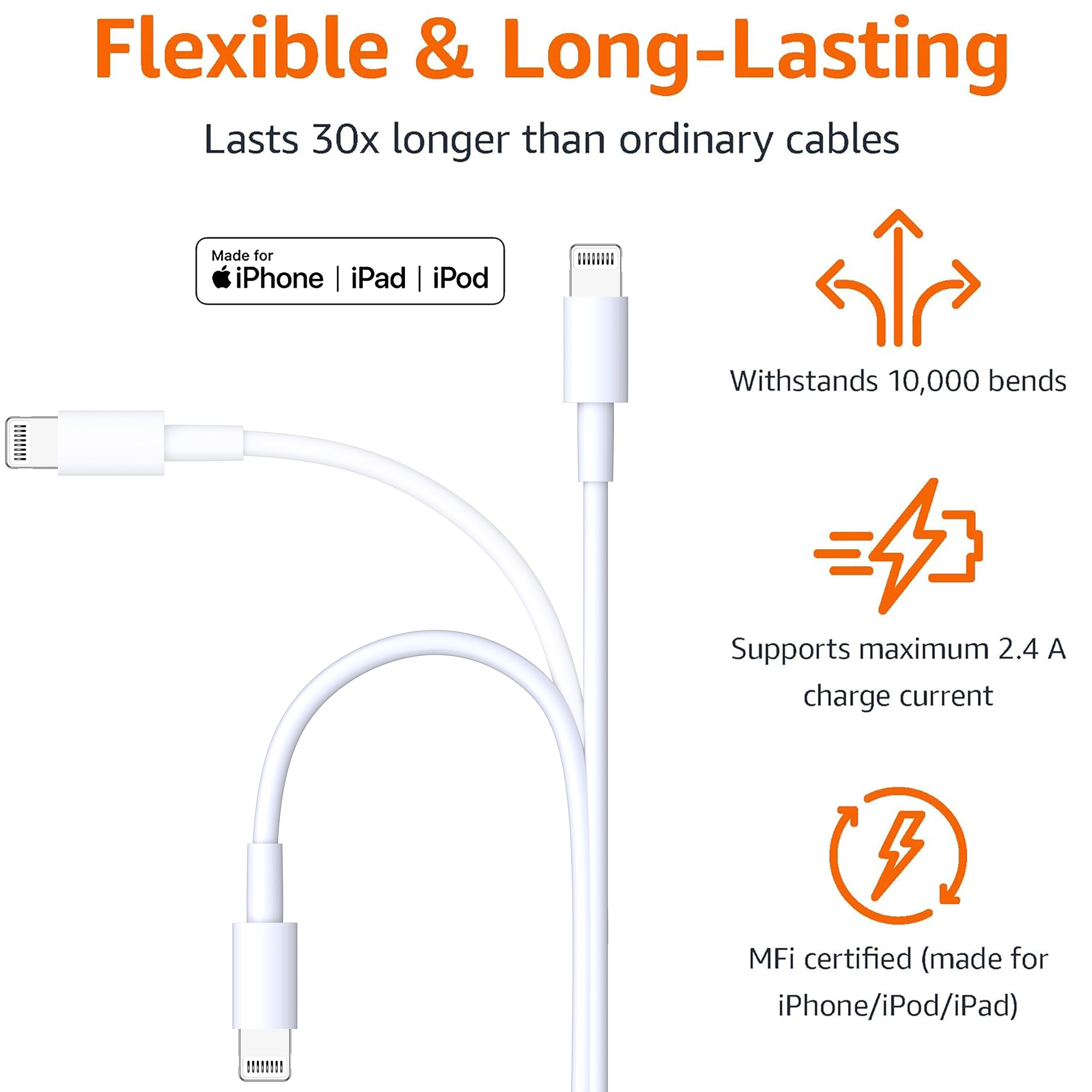 iPhone Charger Cord 3ft Lightning Cable 3Pack Durable Charging Wire Apple MFi Certified for iPhones 14 13 12 11 Pro Max XR XS SE X 8 7 6 5 Plus iPad