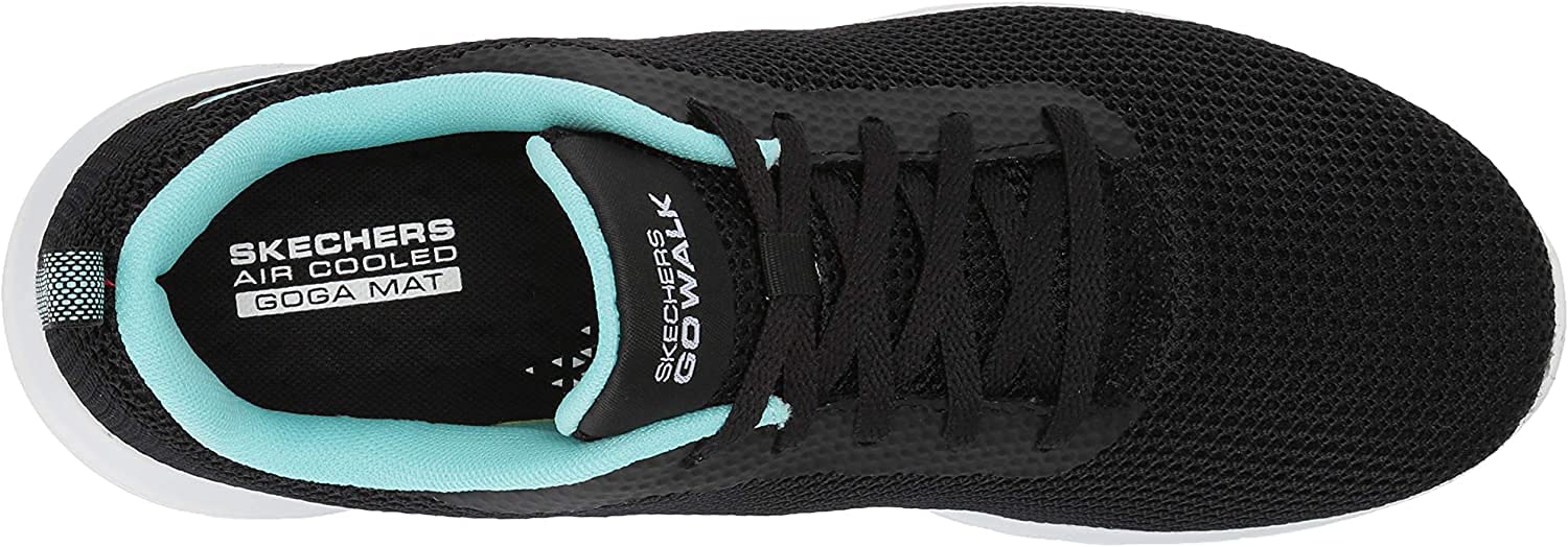Skechers Women's Go Walk Joy Upturn Sneaker, Black/Aqua, 10